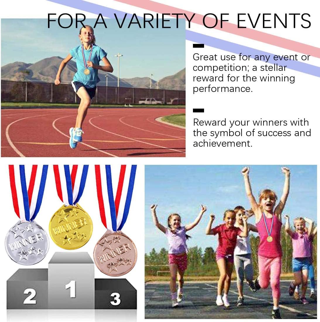 30 Pcs Plastic Winner Award Medals Set,Plastic Medals Including Gold M ...