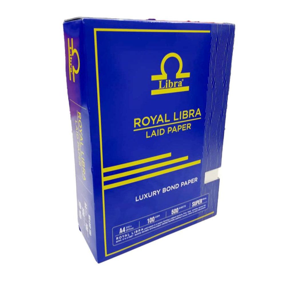 Libra A4 Laid Paper Bond Paper 100 GSM (Pack of 500 sheets)(Cream Colo ...