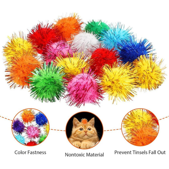 100 PCS Sparkle Glitter Pom Pom Balls 1CM Mini Ball for Crafts Christm ...